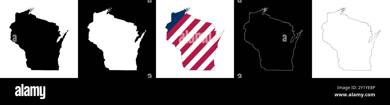 Wisconsin state outline map set Stock Vector Image & Art - Alamy
