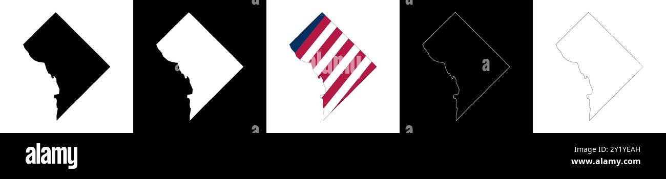 District of Columbia state outline map set Stock Vector Image & Art - Alamy