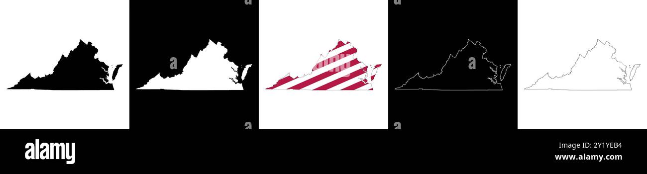 Virginia state outline map set Stock Vector Image & Art - Alamy