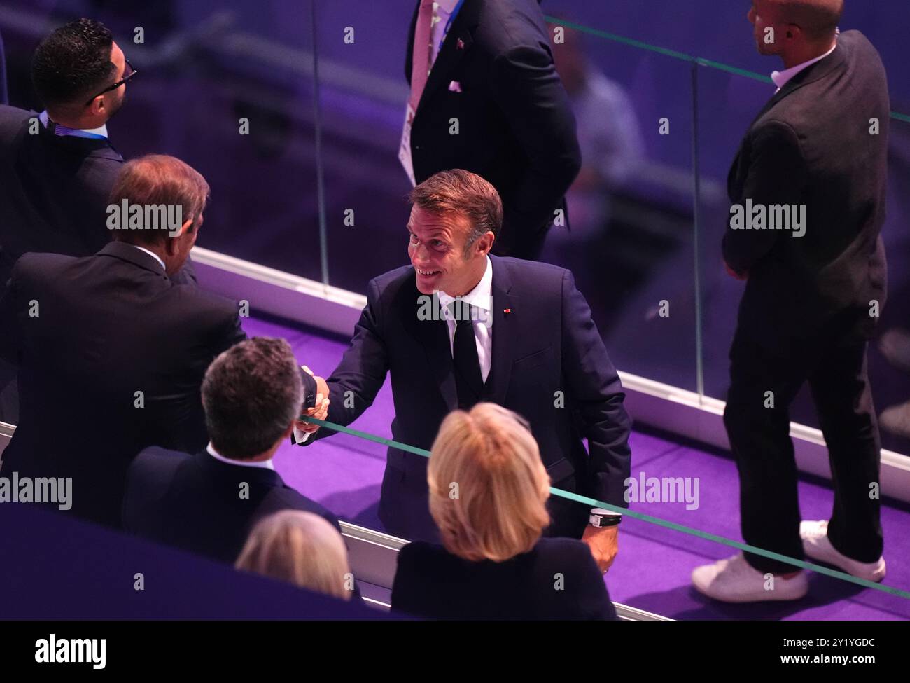 President of France Emmanuel Macron during the closing ceremony of the ...