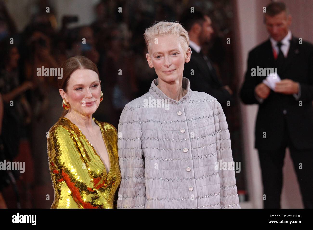 Julianne Moore Tilda Swinton red carpet The Room Next Door Stock Photo ...