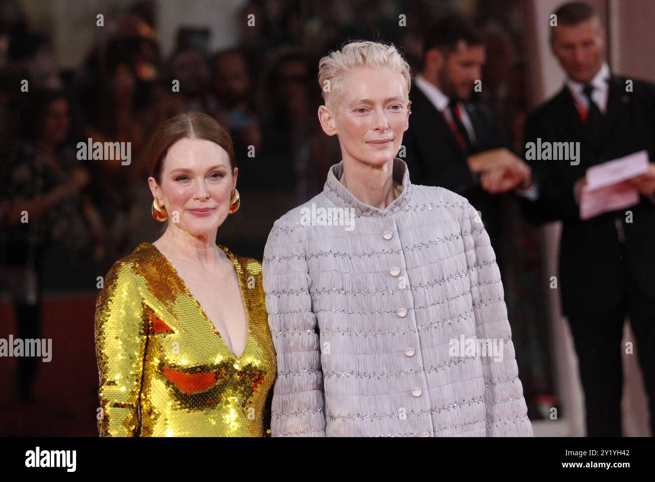 Julianne Moore Tilda Swinton red carpet The Room Next Door Stock Photo ...