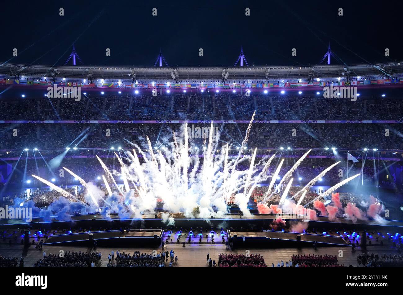 Pyrotechnics during the closing ceremony of the Paris 2024 Summer ...