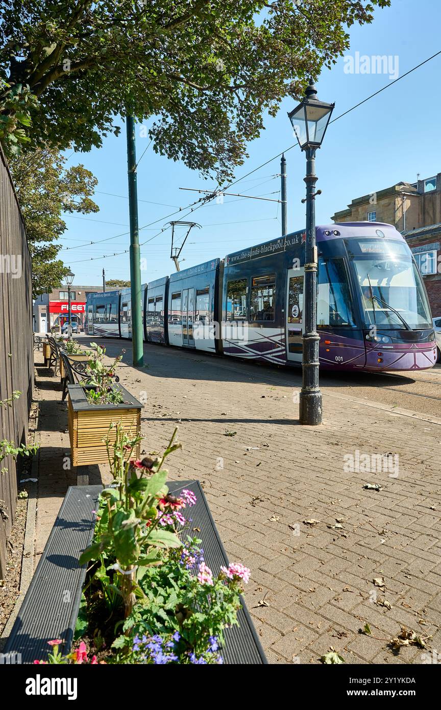 Blackpool tram departing Fleetwood Ferry Stock Photo - Alamy