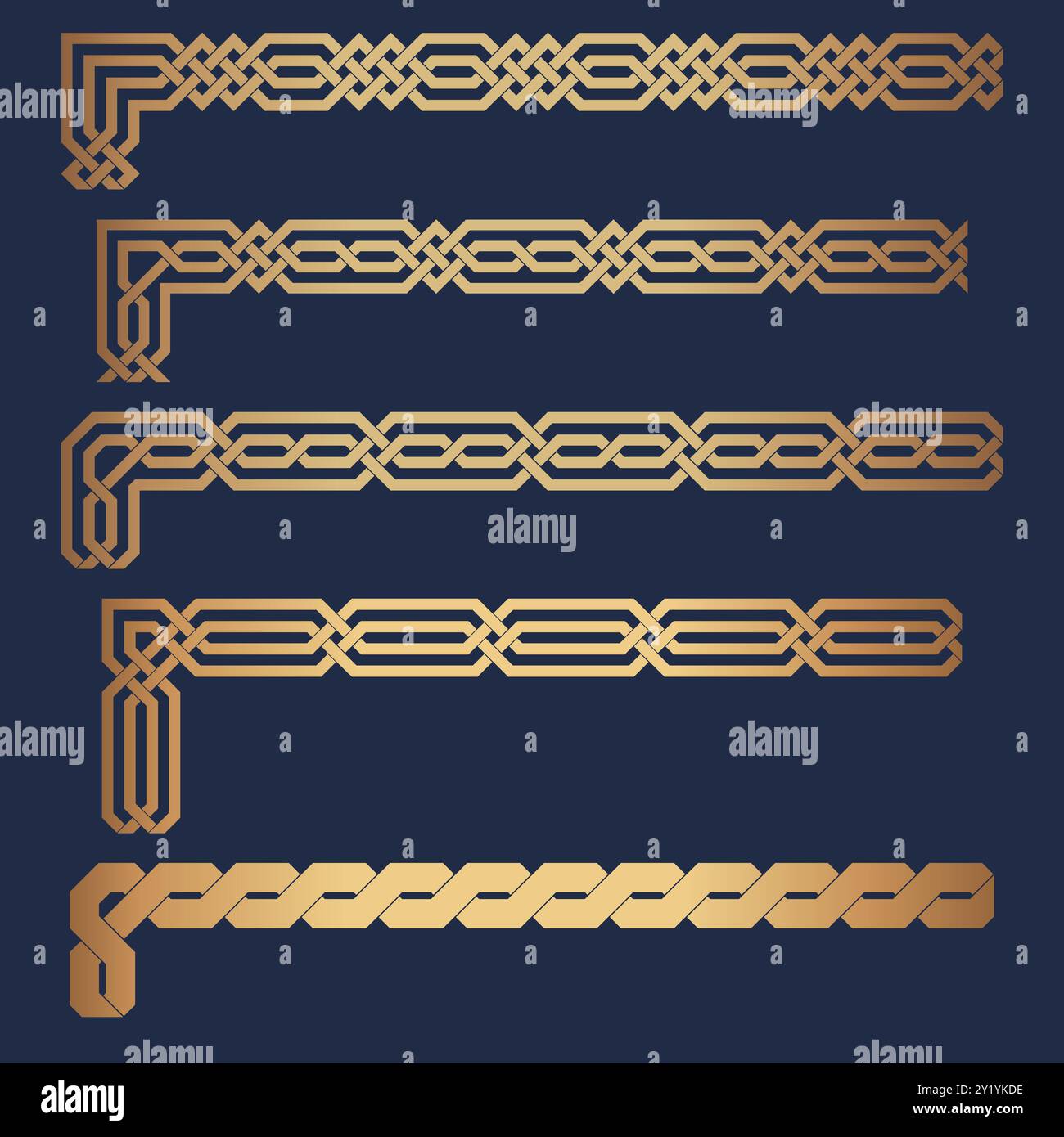 A collection of Arabic interlaced frames and borders set 1 , golden ...