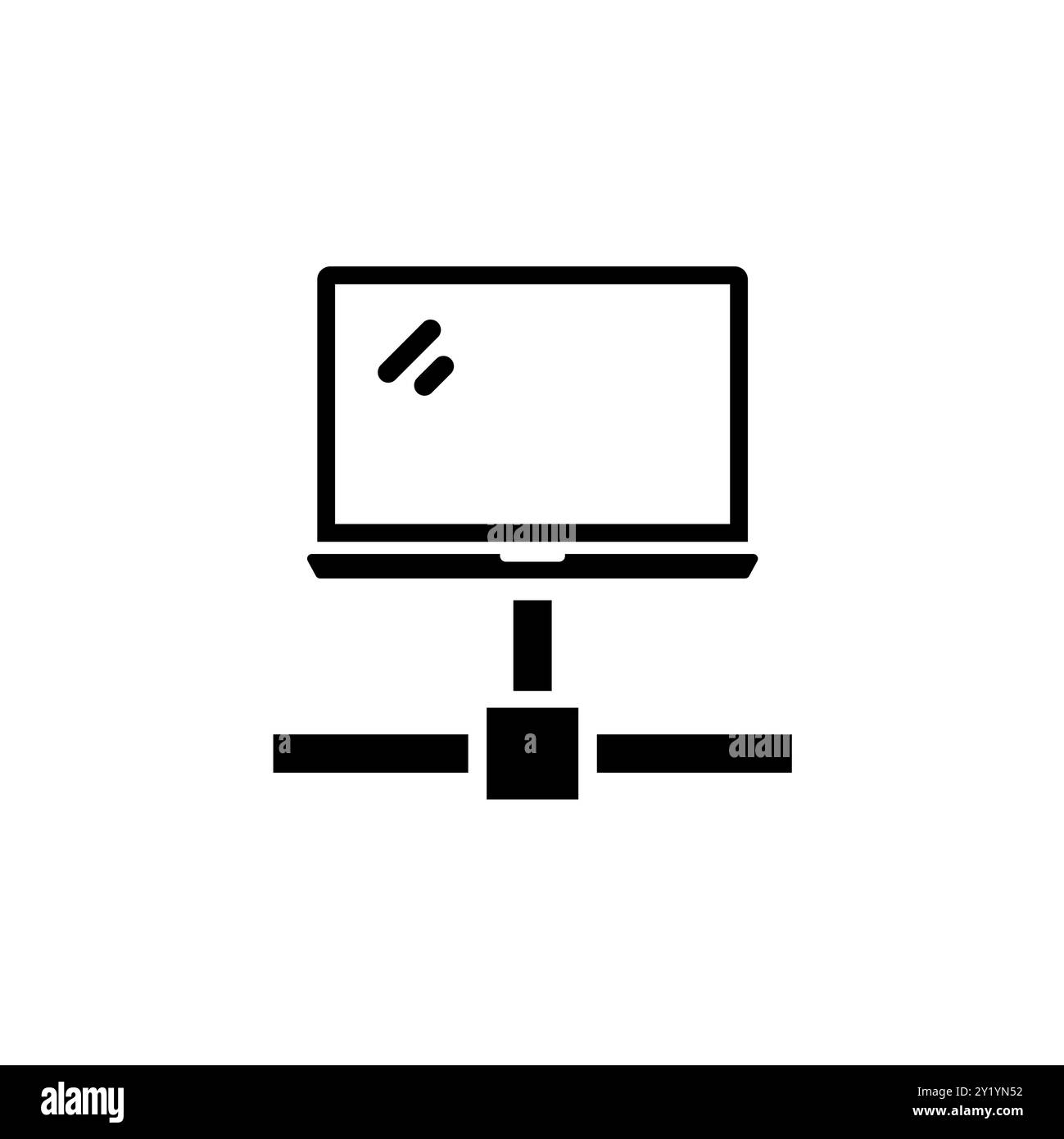Laptop Network, Internet Connection Solid Flat Vector Icon Isolated on ...