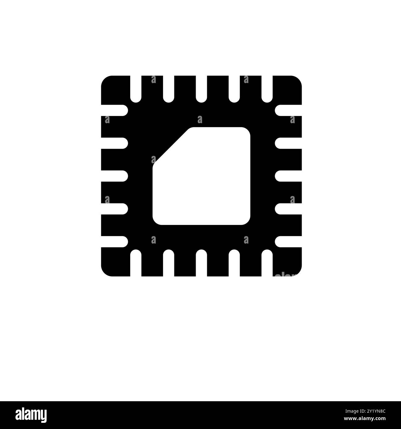 Cpu on Motherboard, Hardware Chip Solid Flat Vector Icon Isolated on ...