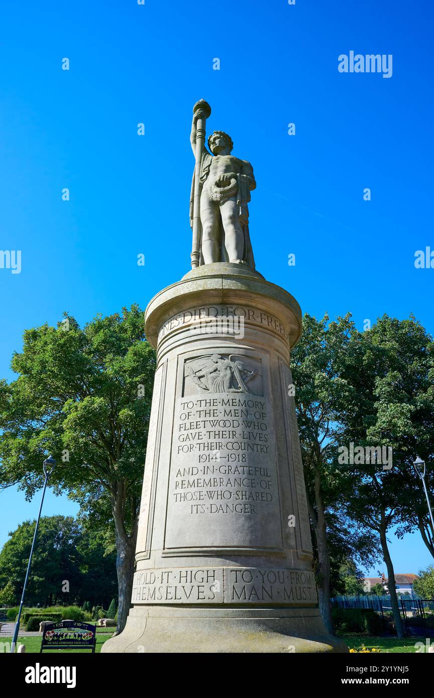 War memorial (1927) at Memorial Park,Fleetwood,UK. Grade two listed bt ...