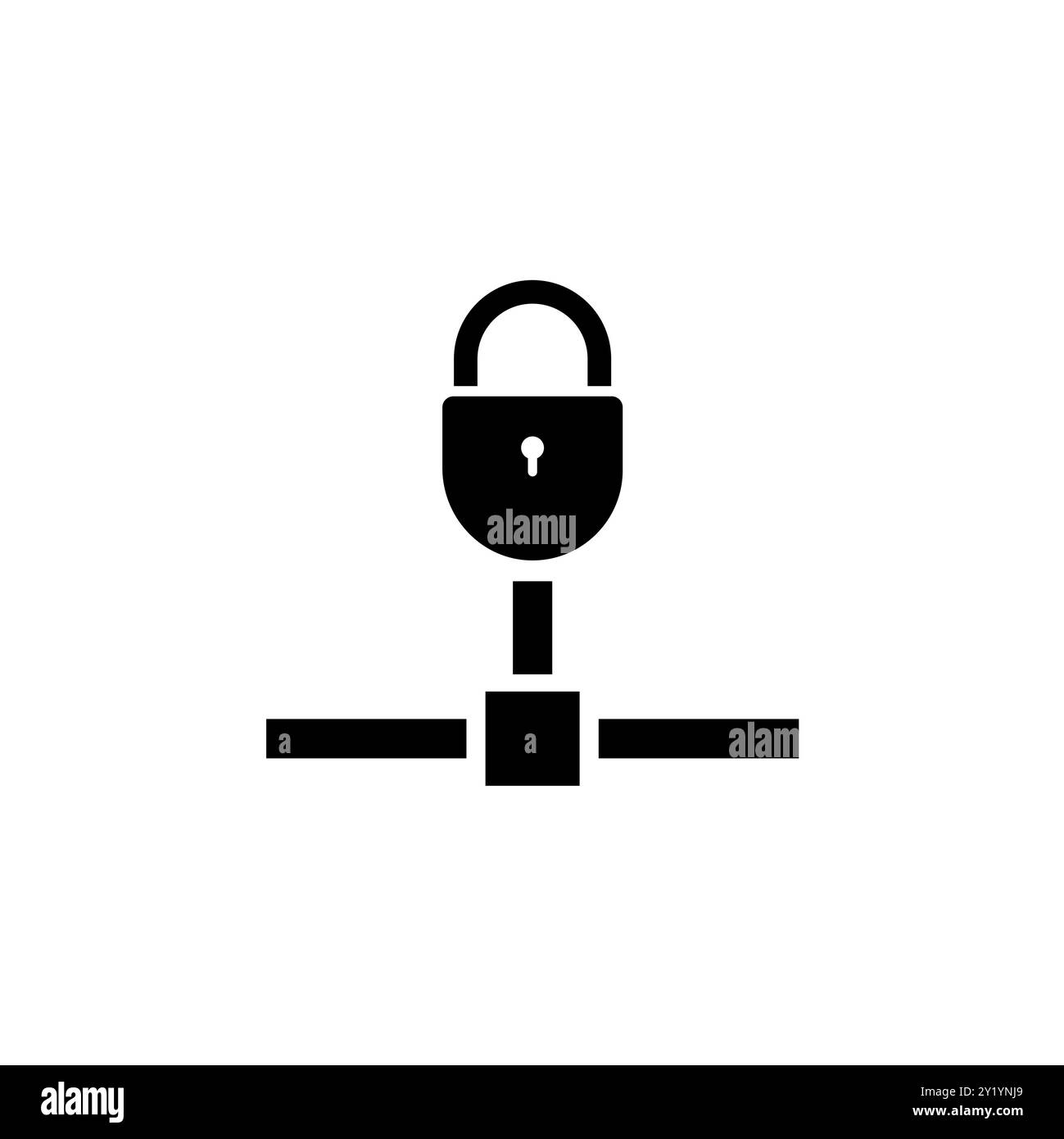 Cloud Security, Locked Network Solid Flat Vector Icon Isolated on White ...