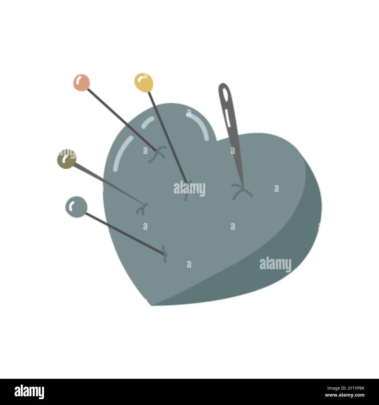 Soft pincushion for storing pins and needles on an isolated background. Pin cushion. Sewing tool ...