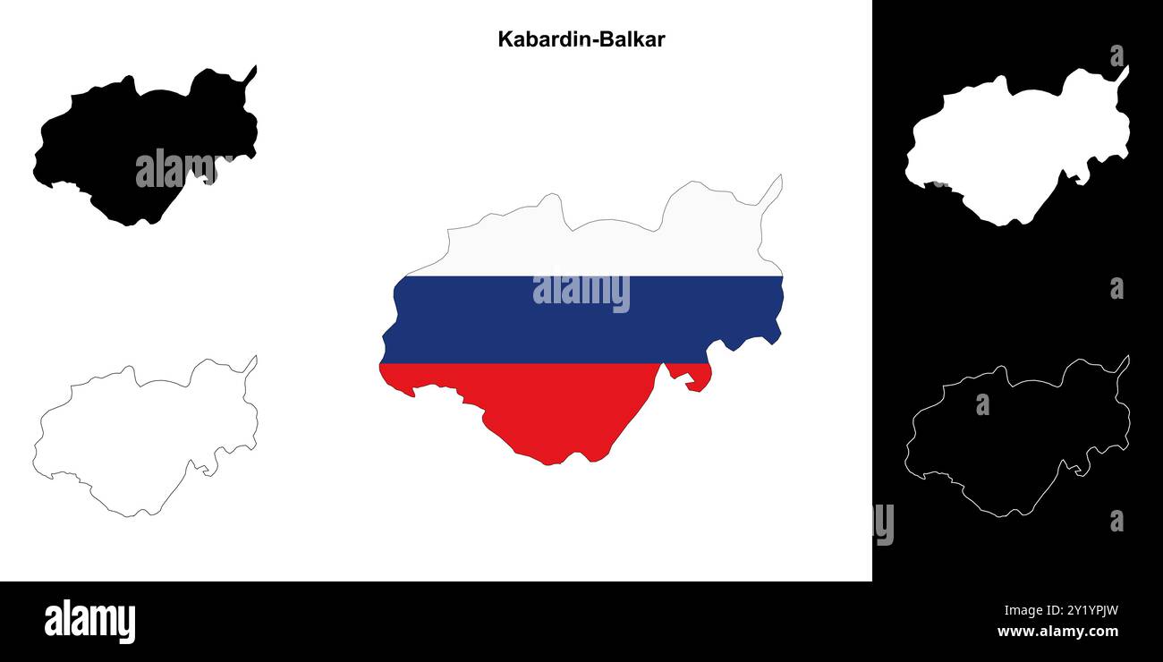 Kabardin balkar silhouette map hi-res stock photography and images - Alamy