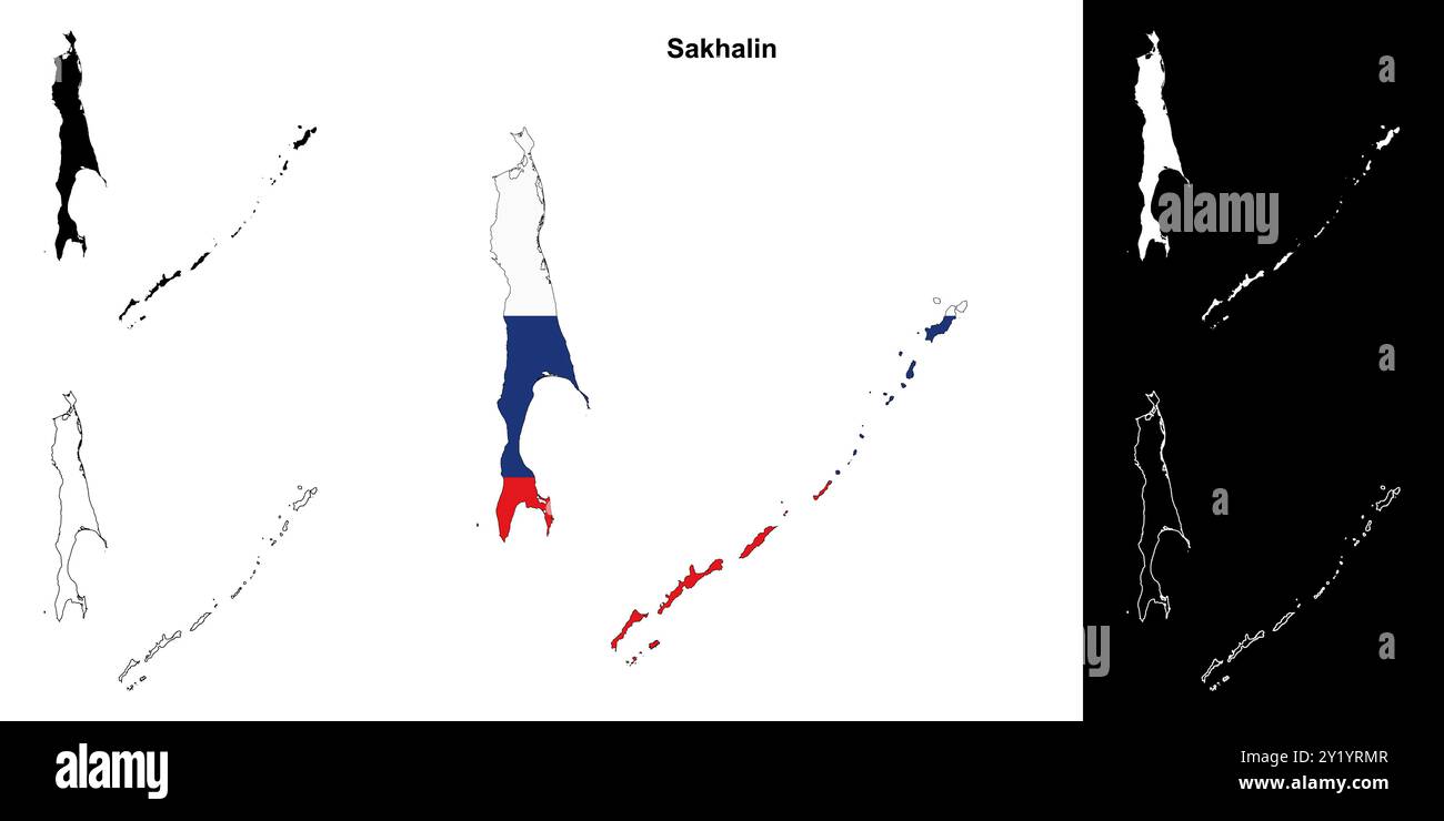 Sakhalin blank outline map set Stock Vector Image & Art - Alamy