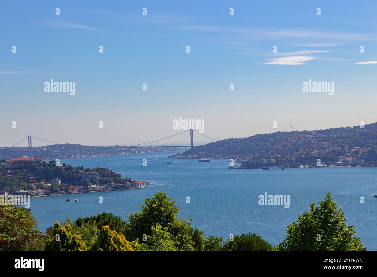 Scenic panorama of maritime passage in Istanbul under blue skies from ...