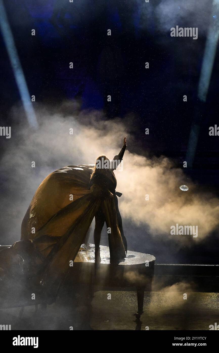 Paris, France. 08th Sep, 2024. French singer, Santa performs during the ...