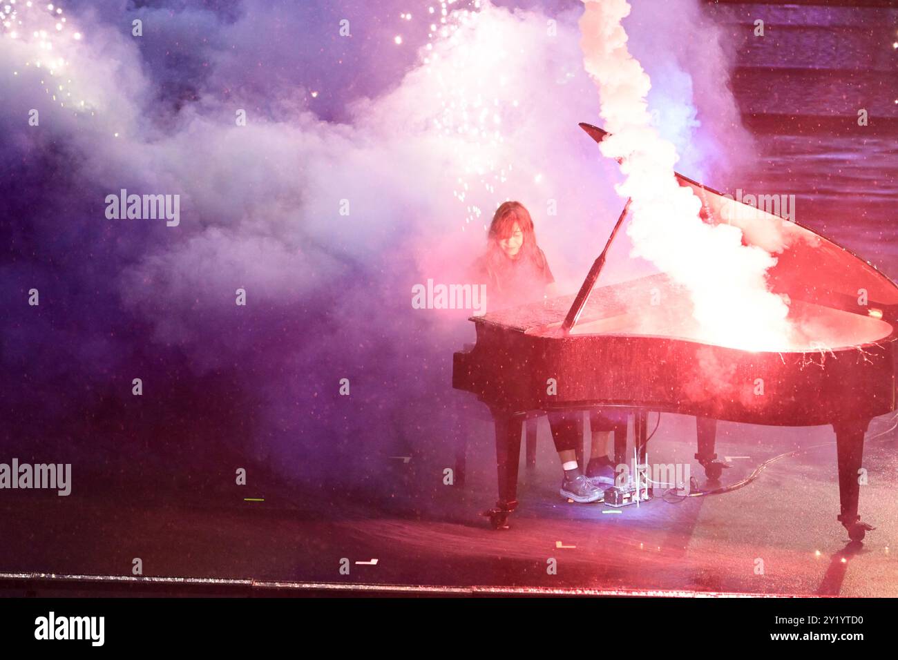 Paris, France. 08th Sep, 2024. French singer, Santa performs during the ...