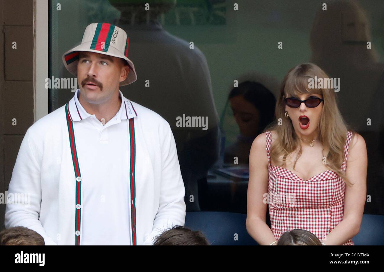 New York, United States. 08th Sep, 2024. Taylor Swift and Travis Kelce ...