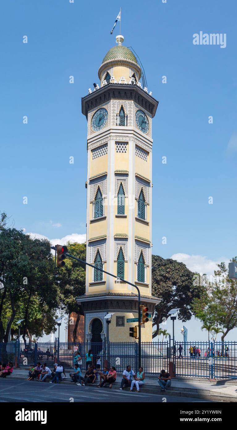 The Torre Morisca historic clock tower in downtown Guayaquil, Ecuador ...