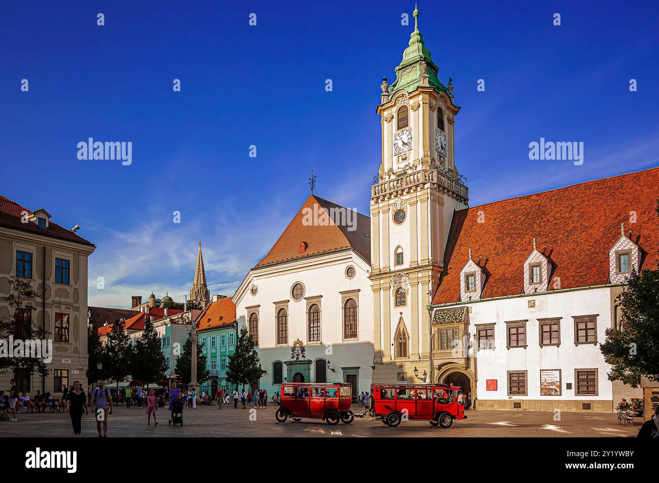 the square and the clock tower in Bratislava Stock Photo - Alamy