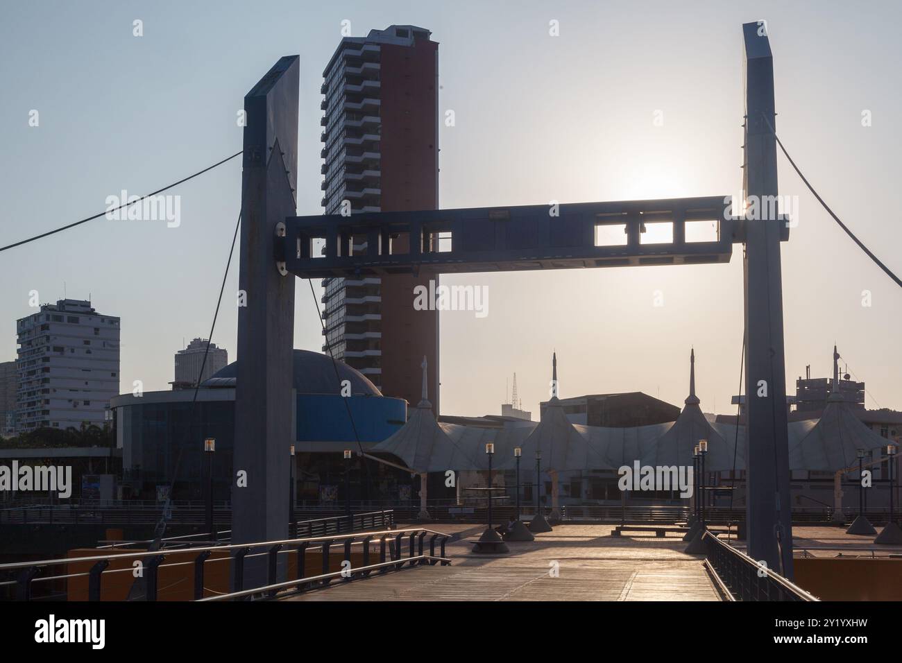 The Malecon 2000 boardwalk and modern bridge in Guayaquil, Ecuador ...
