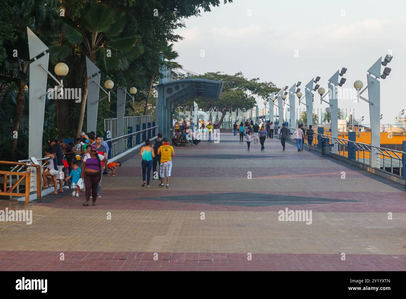 The Malecon 2000 modern boardwalk at the shore of Guayas river, Guayaquil, Ecuador Stock Photo ...