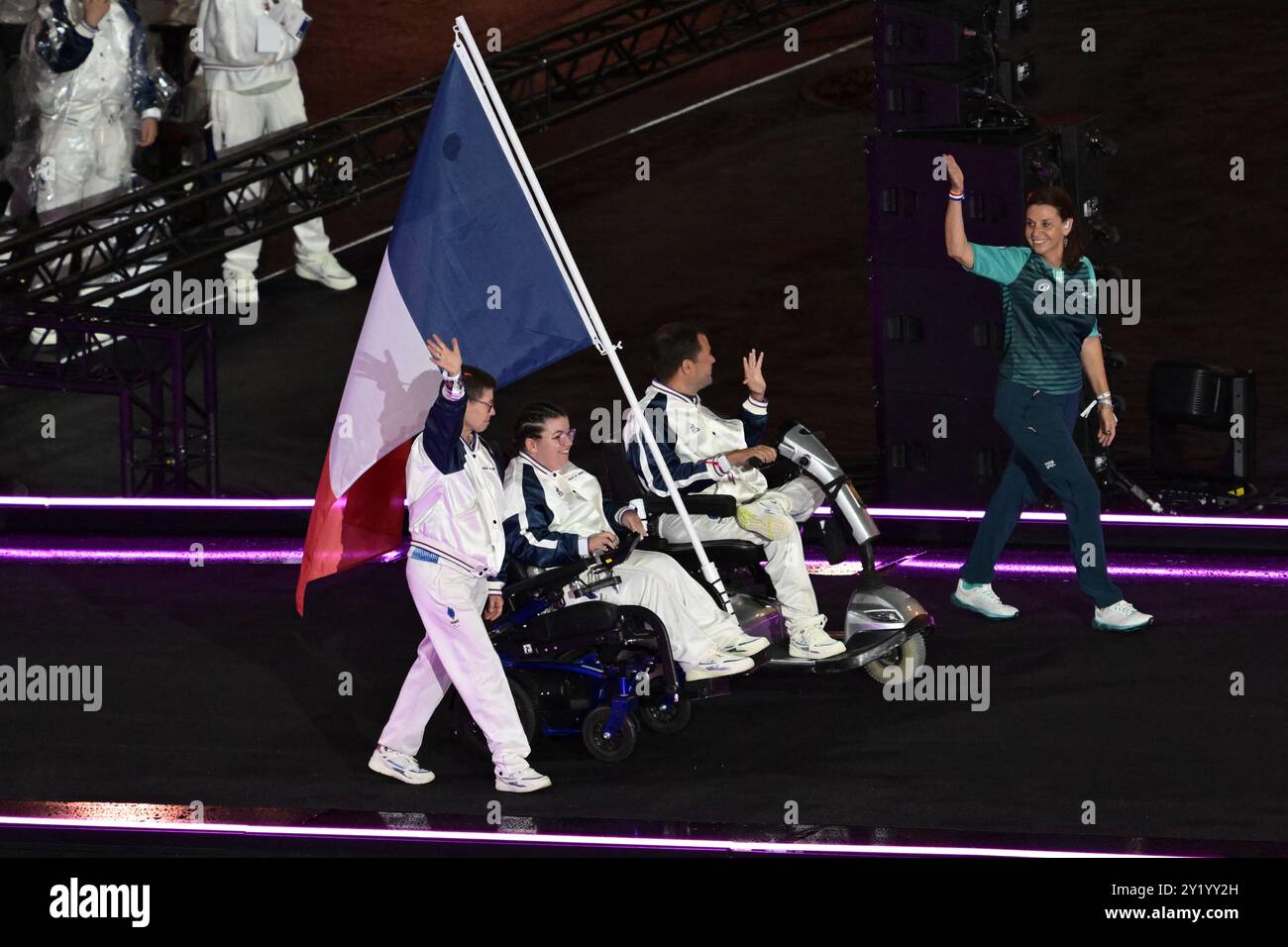 Paris, France. 08th Sep, 2024. French flag bearers, Paralympic Champion ...