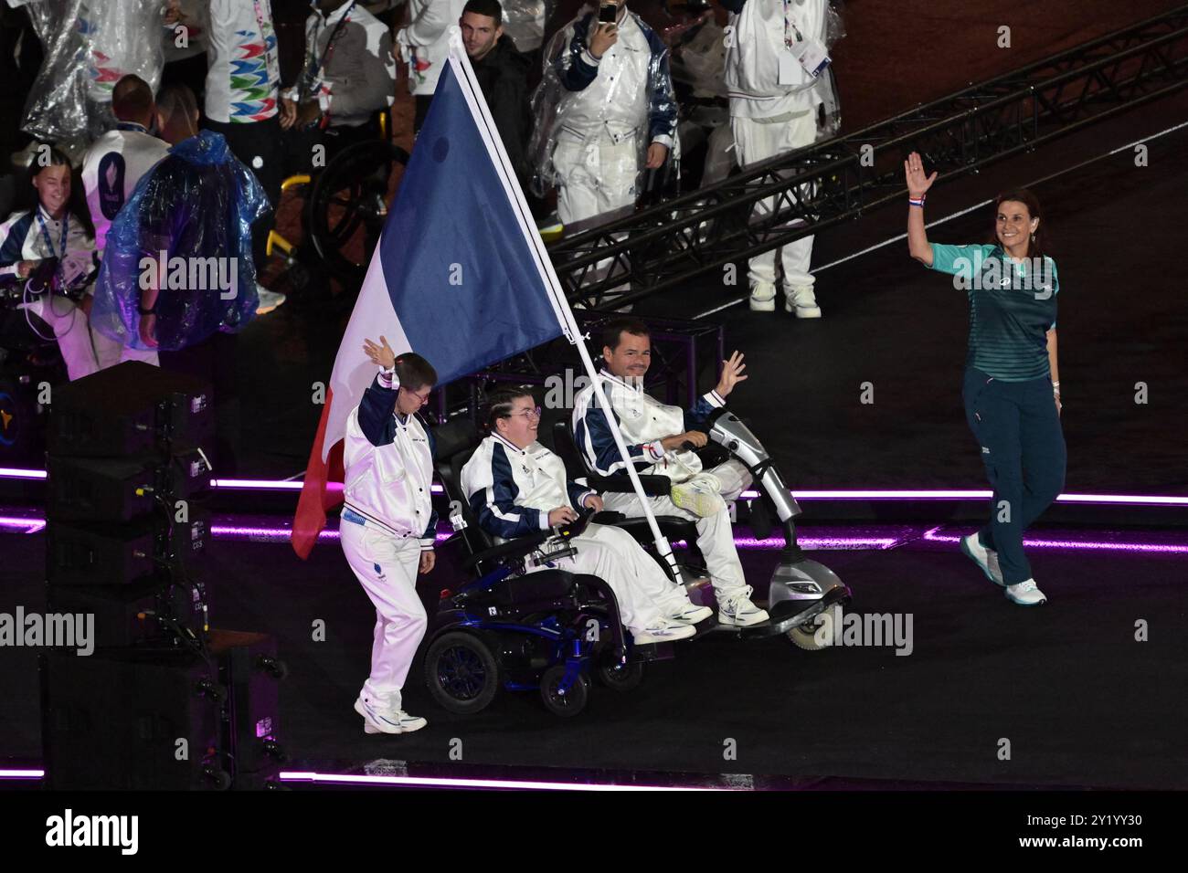 Paris, France. 08th Sep, 2024. French flag bearers, Paralympic Champion ...
