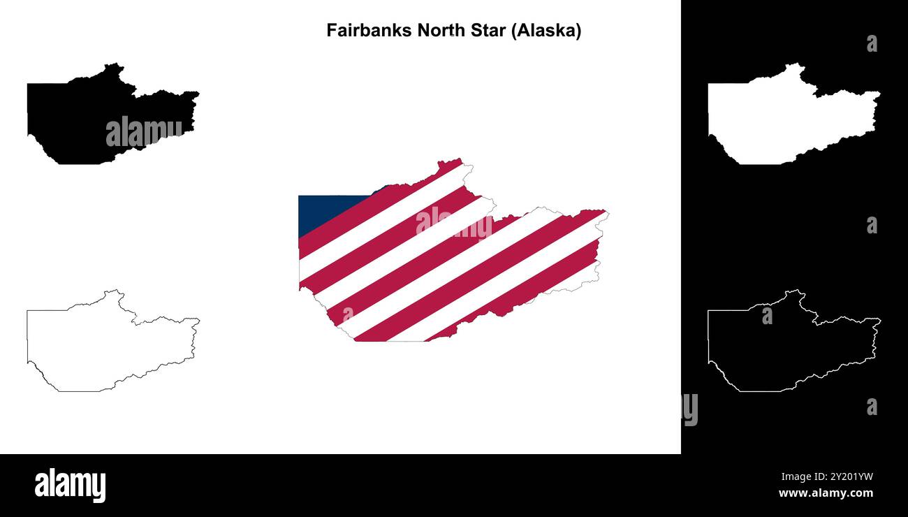 Fairbanks North Star Borough (Alaska) outline map set Stock Vector ...