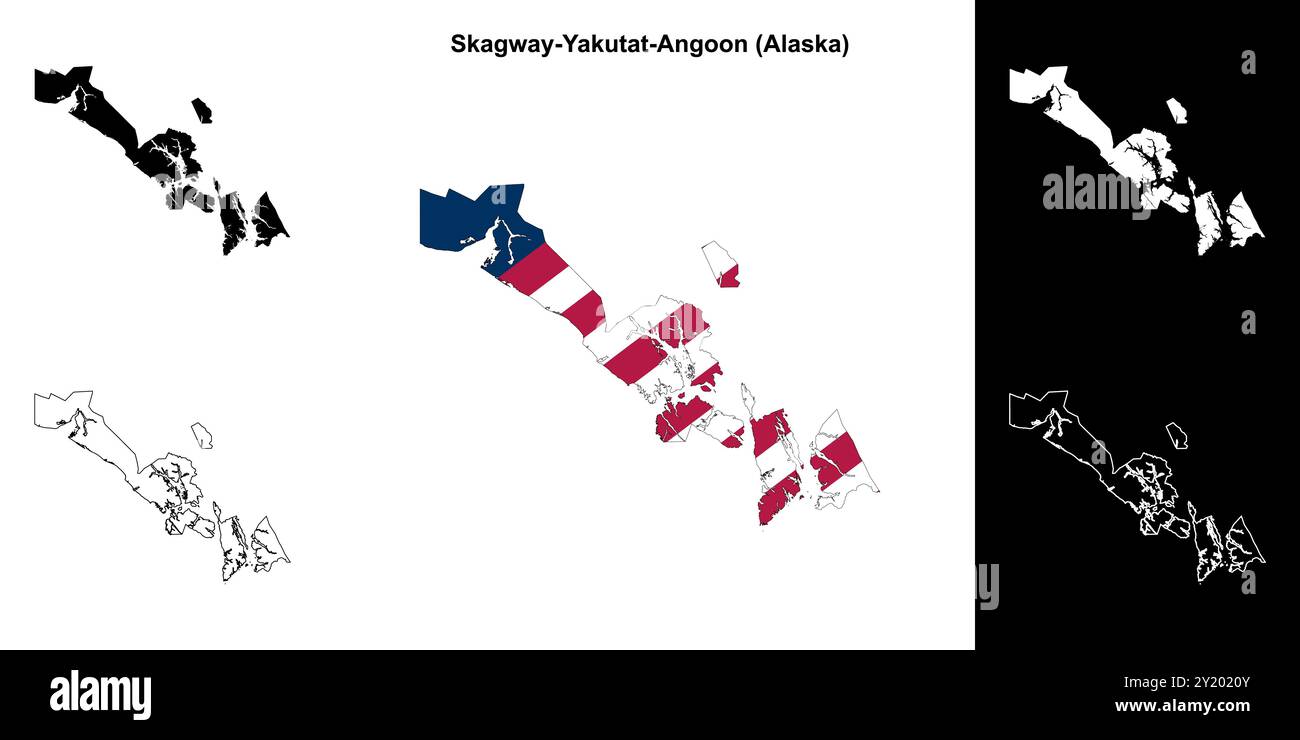 Skagway-Yakutat-Angoon Borough (Alaska) outline map set Stock Vector ...