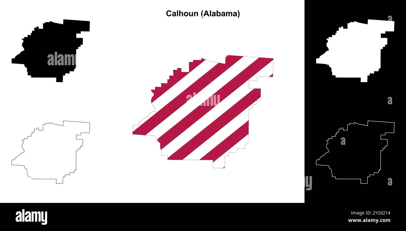 Calhoun County (Alabama) outline map set Stock Vector Image & Art - Alamy