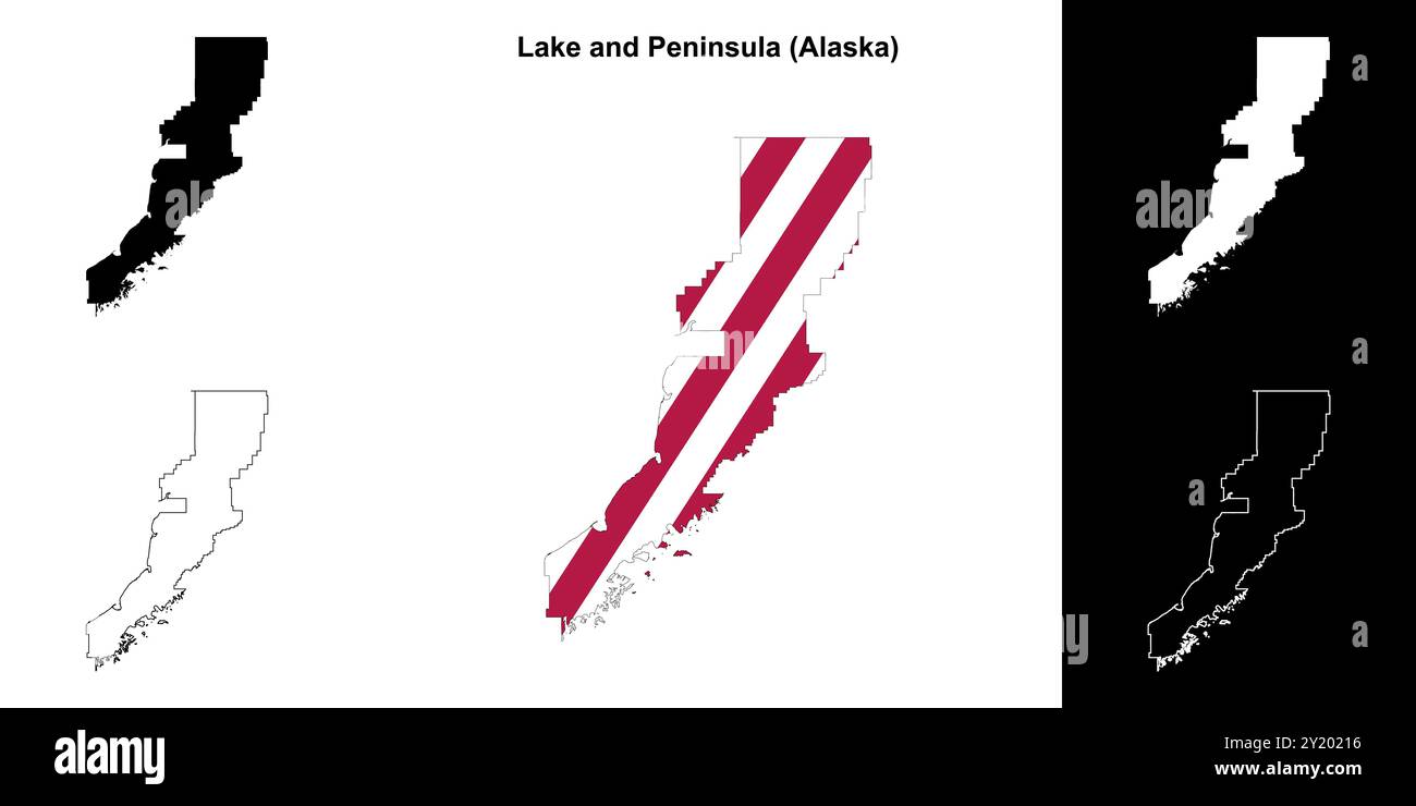Lake and Peninsula Borough (Alaska) outline map set Stock Vector Image ...