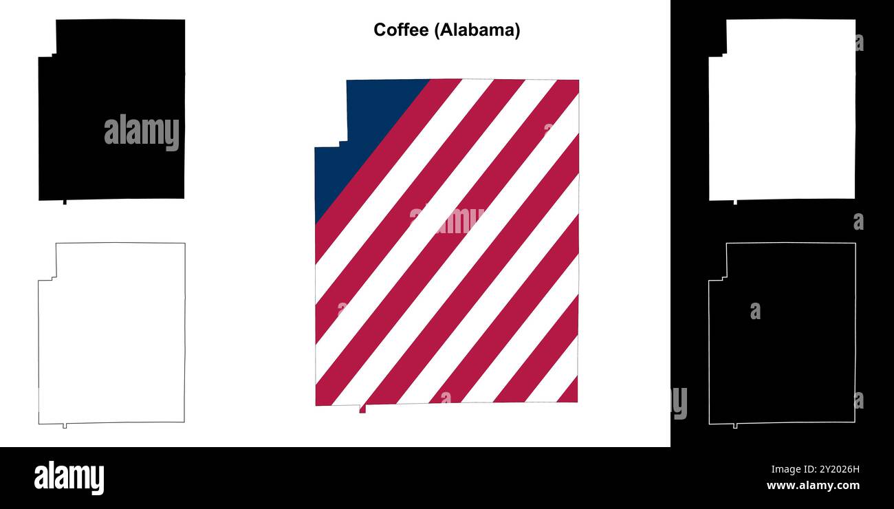 Coffee County (Alabama) outline map set Stock Vector Image & Art - Alamy