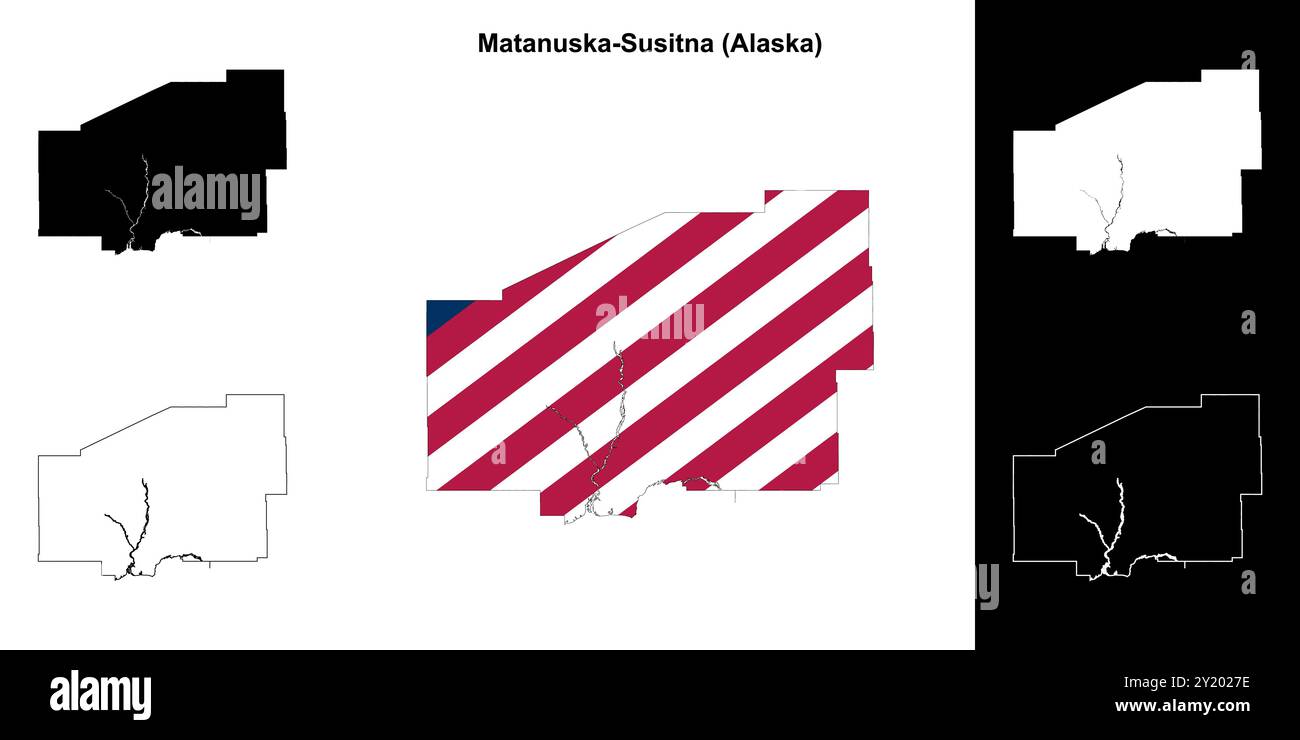Matanuska-Susitna Borough (Alaska) outline map set Stock Vector Image ...