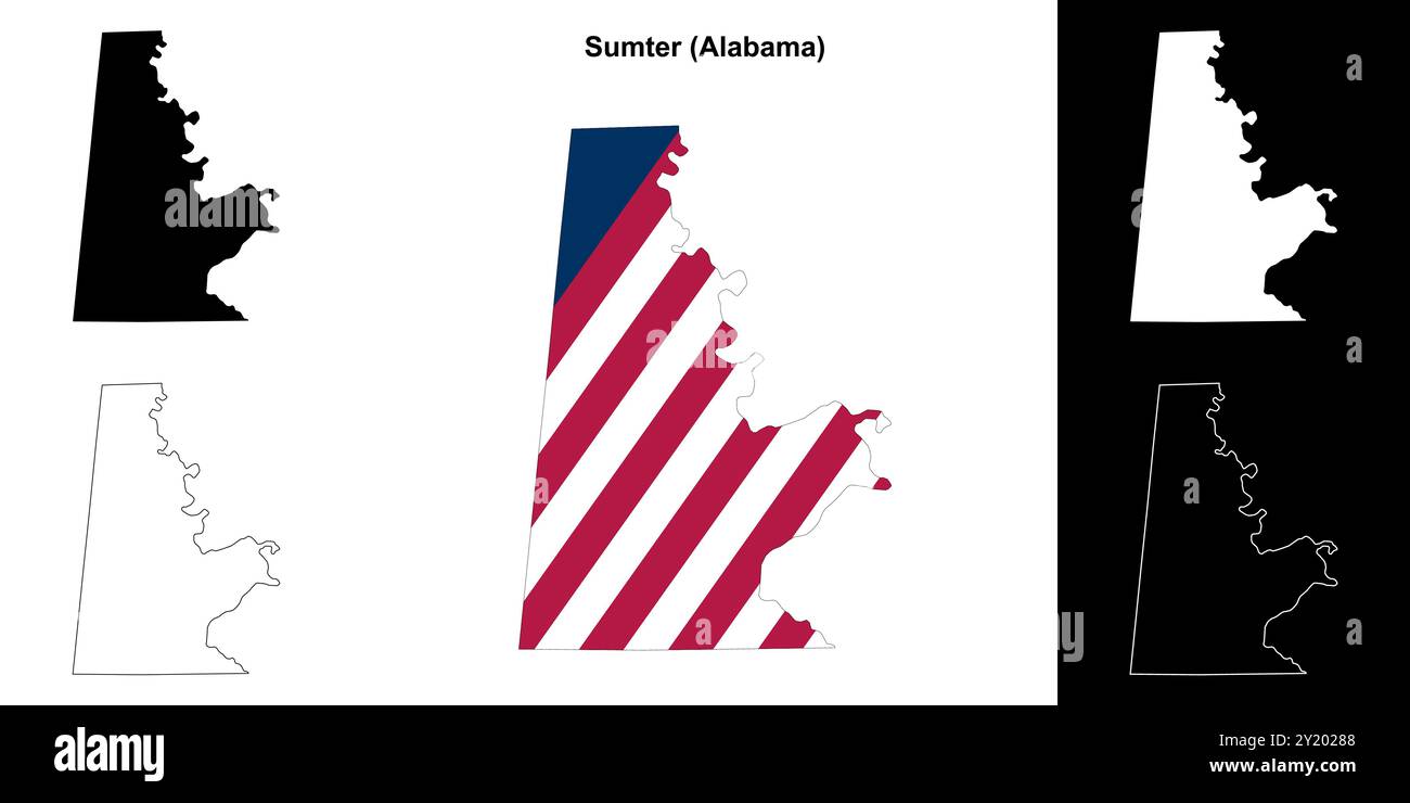 Sumter County (Alabama) outline map set Stock Vector Image & Art - Alamy