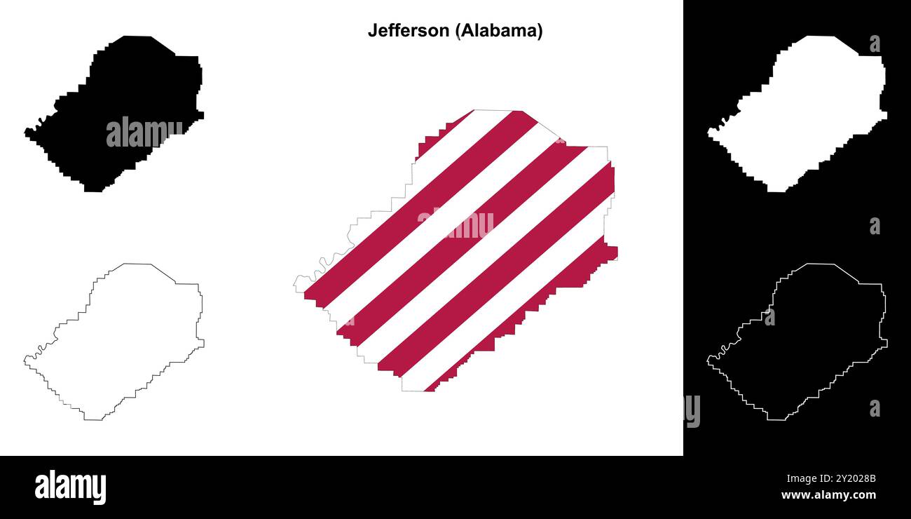 Jefferson County (Alabama) outline map set Stock Vector Image & Art - Alamy
