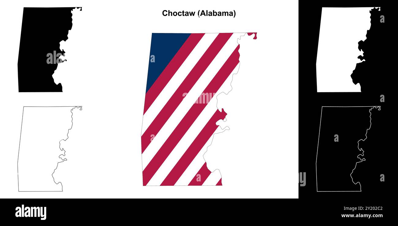 Choctaw County (Alabama) outline map set Stock Vector Image & Art - Alamy