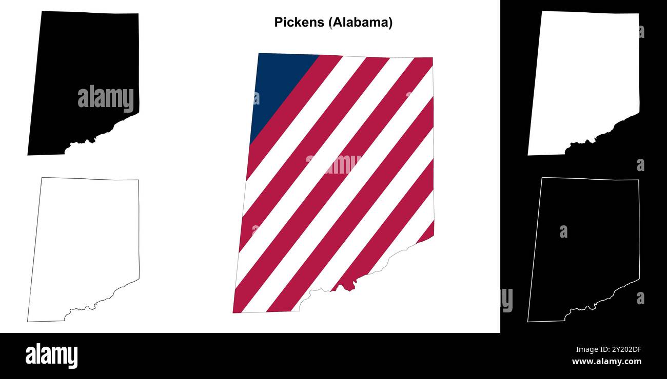 Pickens County (Alabama) outline map set Stock Vector Image & Art - Alamy