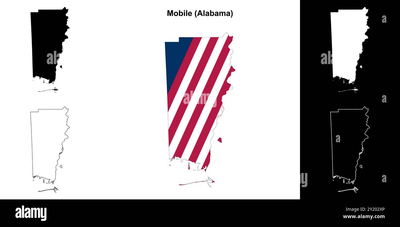 Mobile County (Alabama) outline map set Stock Vector Image & Art - Alamy