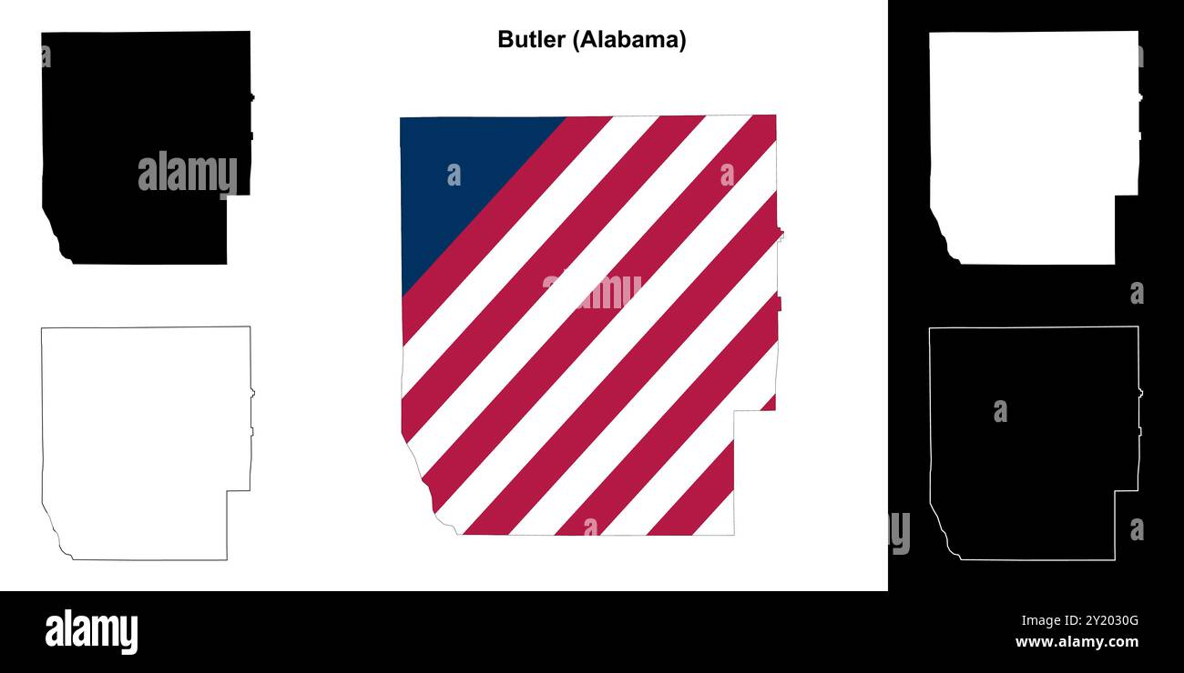 Butler County (Alabama) outline map set Stock Vector Image & Art - Alamy