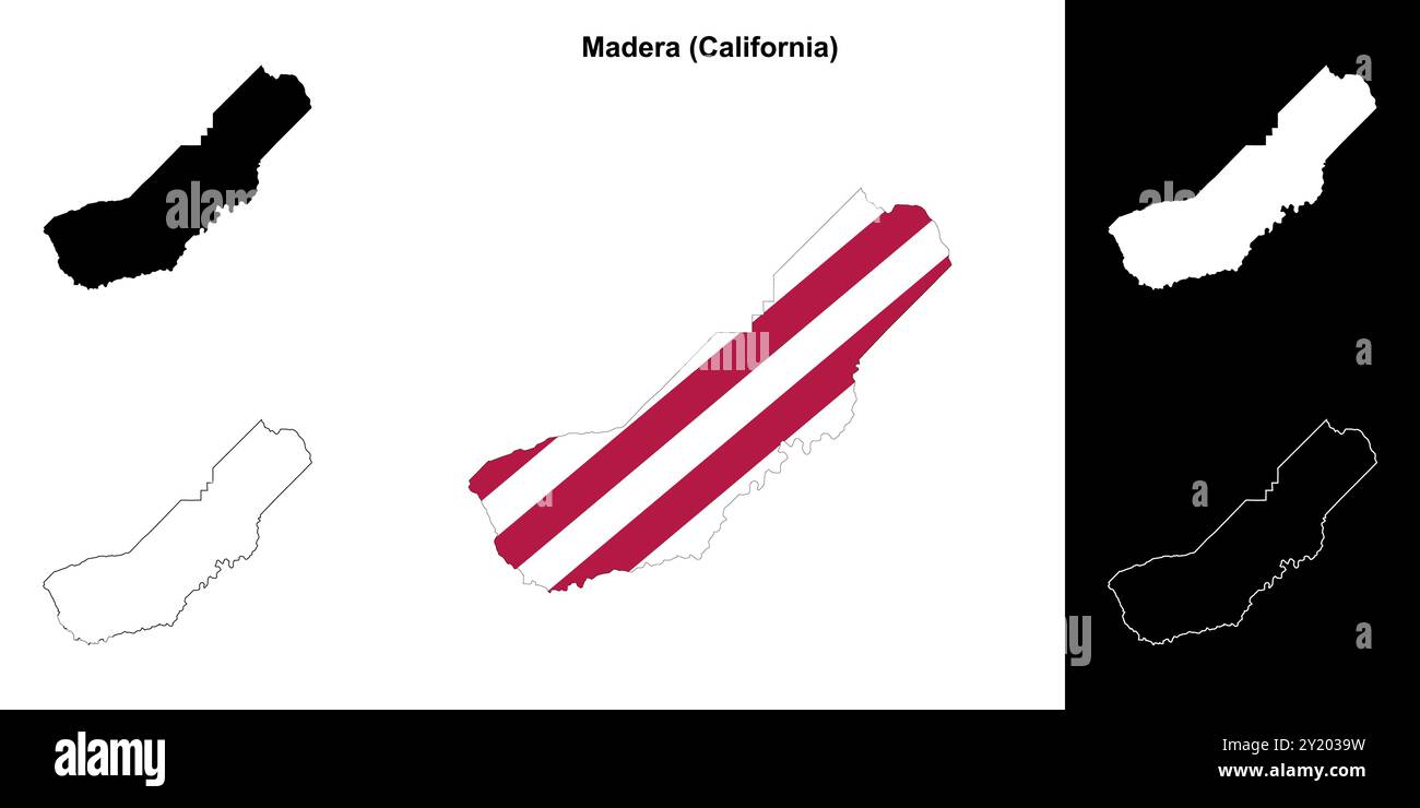 Madera County (California) outline map set Stock Vector Image & Art - Alamy