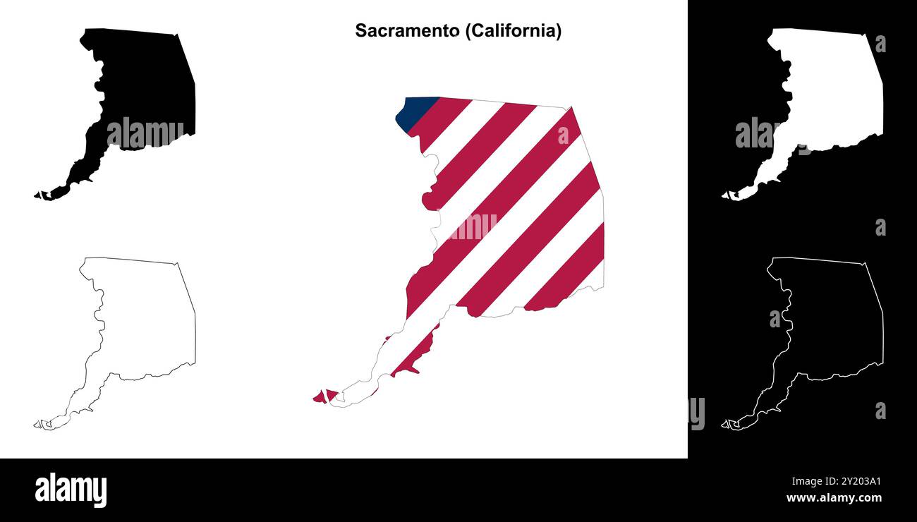 Sacramento County (California) outline map set Stock Vector Image & Art ...
