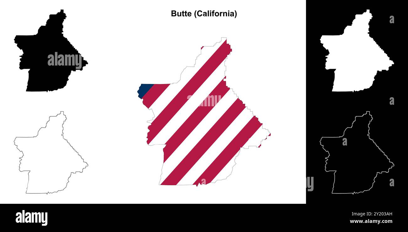 Butte County (California) outline map set Stock Vector Image & Art - Alamy