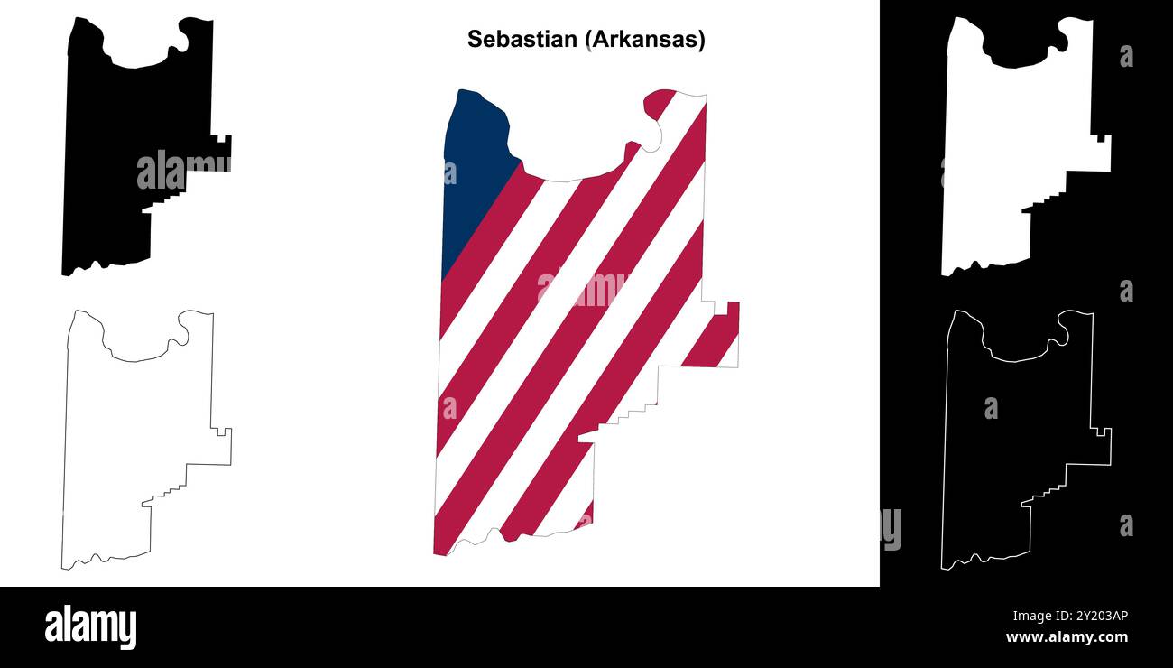 Sebastian County (Arkansas) outline map set Stock Vector Image & Art ...