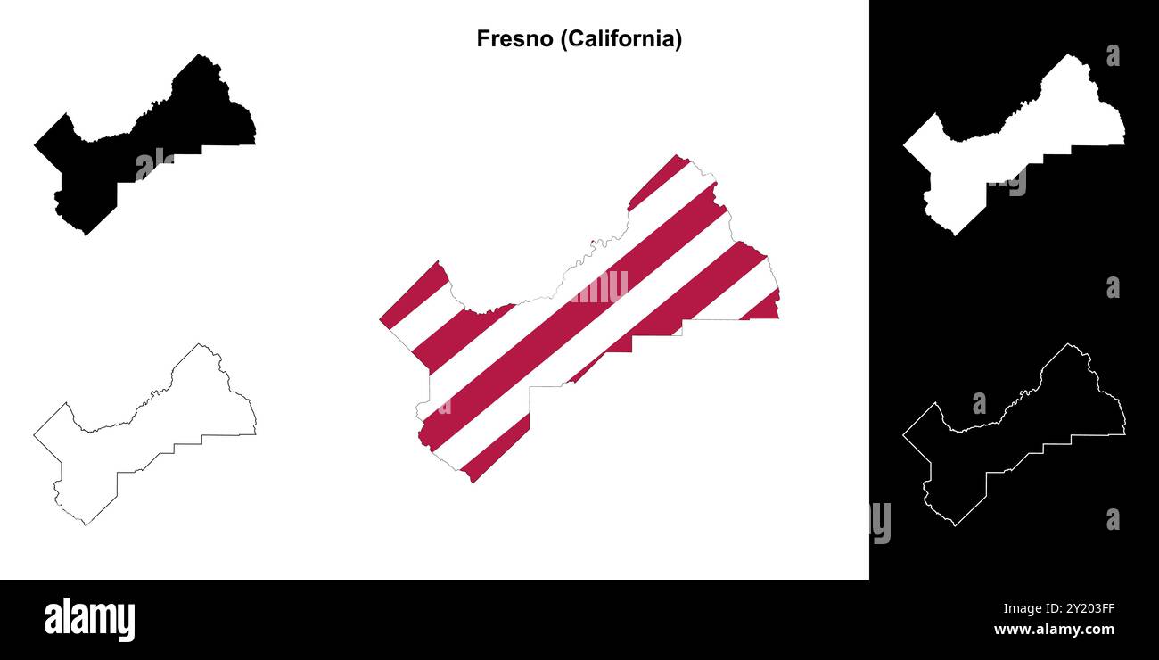 Fresno County (California) outline map set Stock Vector Image & Art - Alamy