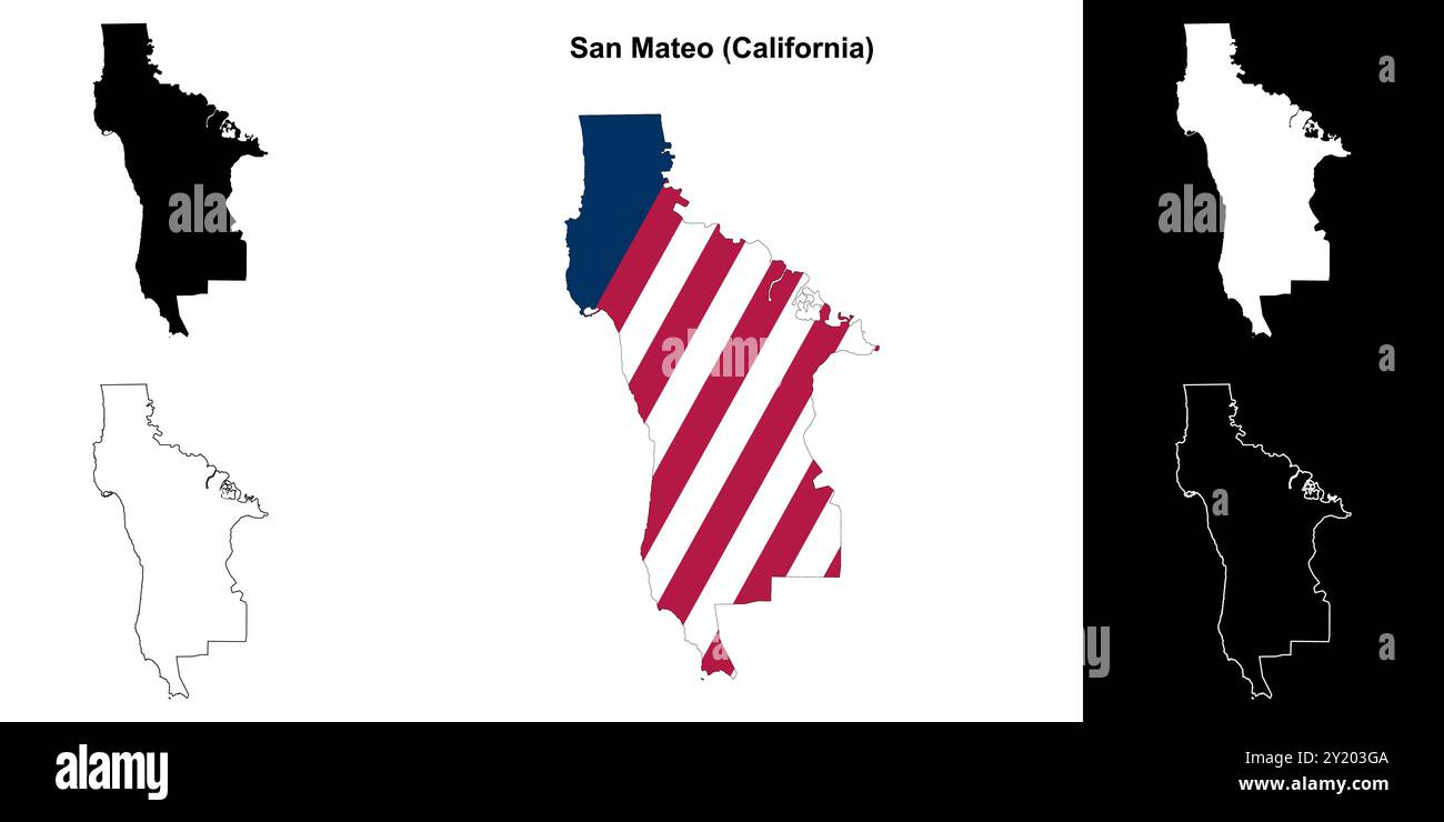 San Mateo County (California) outline map set Stock Vector Image & Art ...