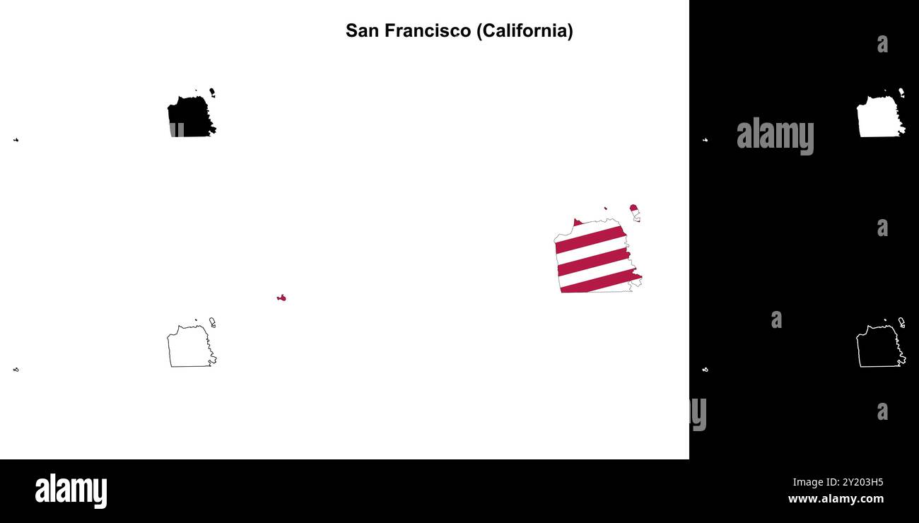 San Francisco County (California) outline map set Stock Vector Image ...