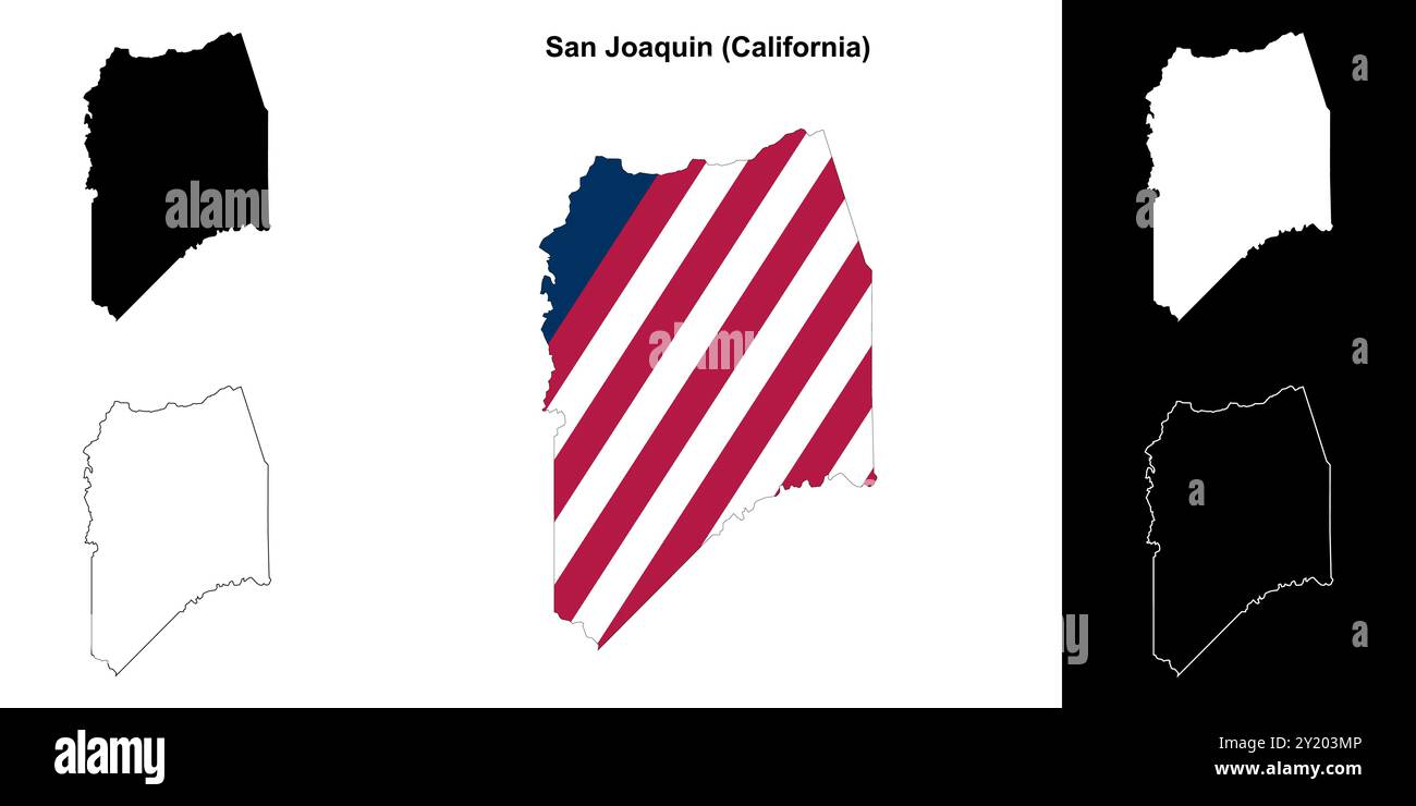 San Joaquin County (California) outline map set Stock Vector Image ...