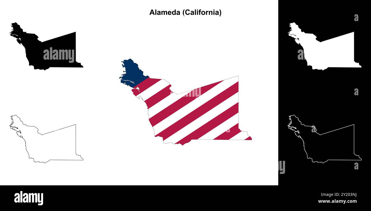 Alameda County (California) outline map set Stock Vector Image & Art ...