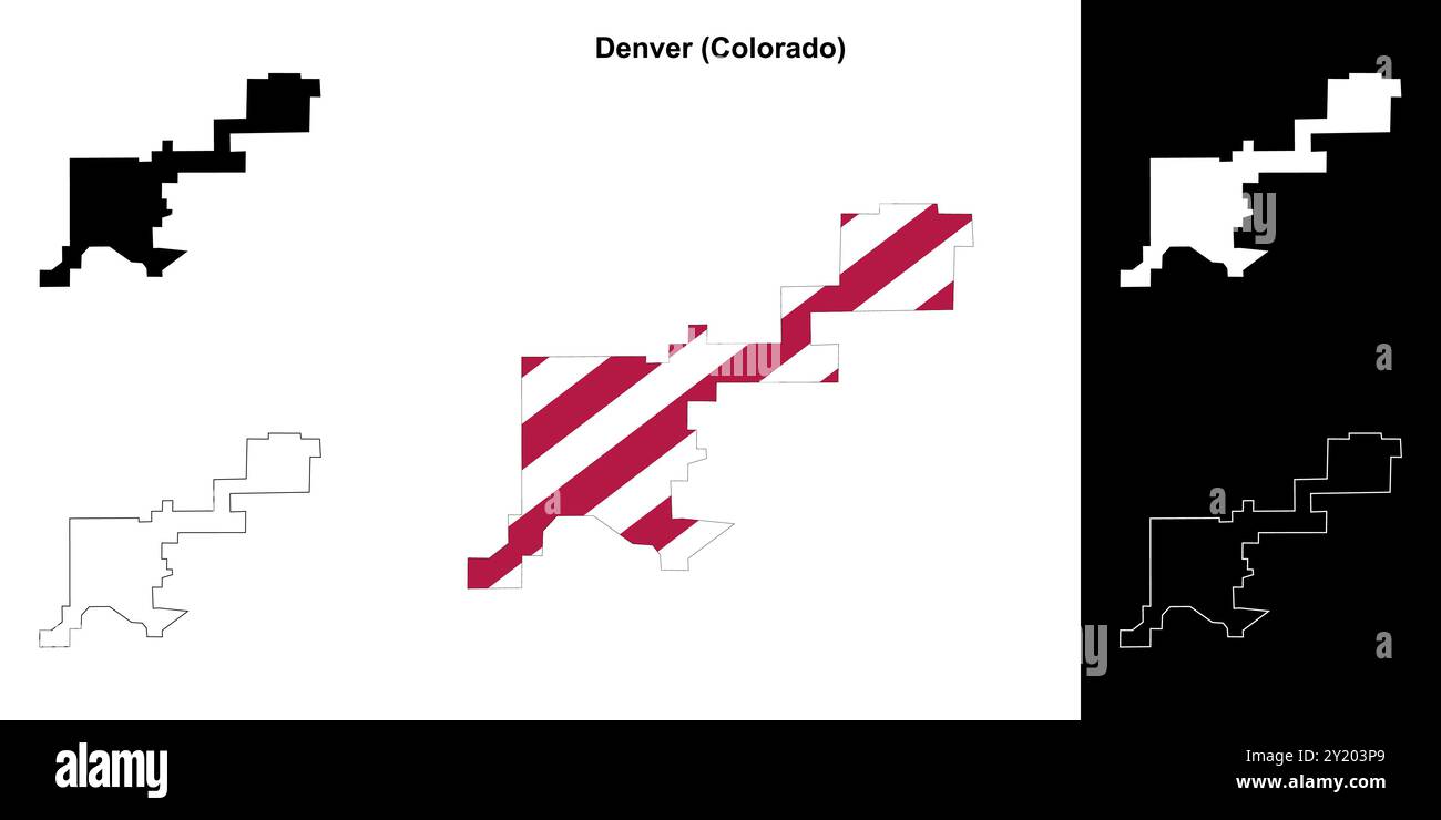 Denver County (Colorado) outline map set Stock Vector Image & Art - Alamy
