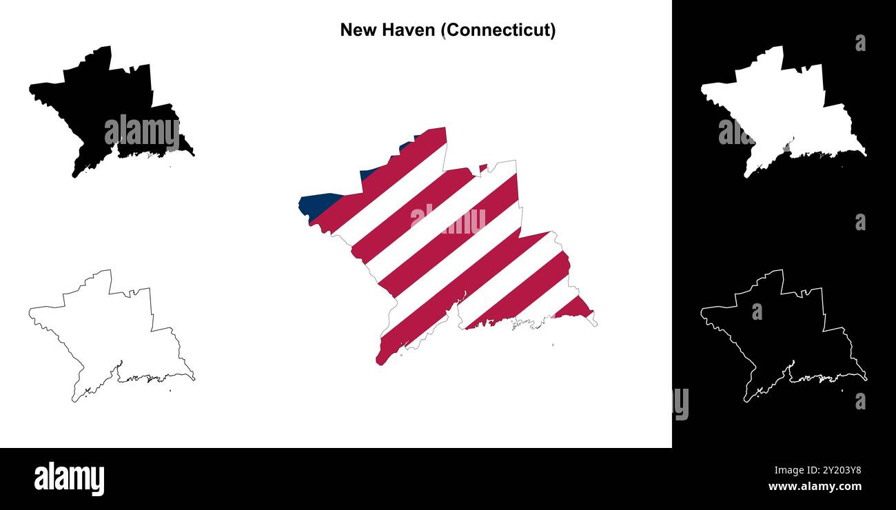 New Haven County (Connecticut) outline map set Stock Vector Image & Art ...