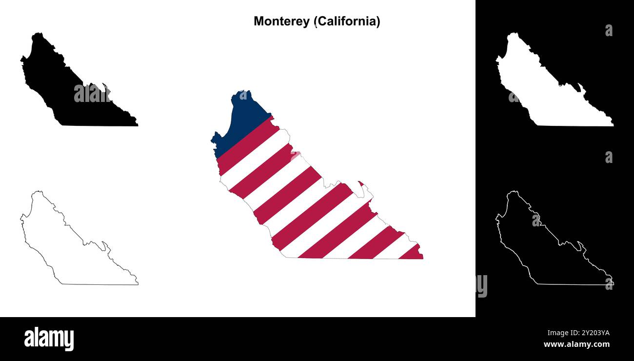 Monterey County (California) outline map set Stock Vector Image & Art ...